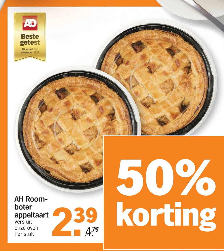 Ah room- boter appeltaart aanbieding bij Albert Heijn