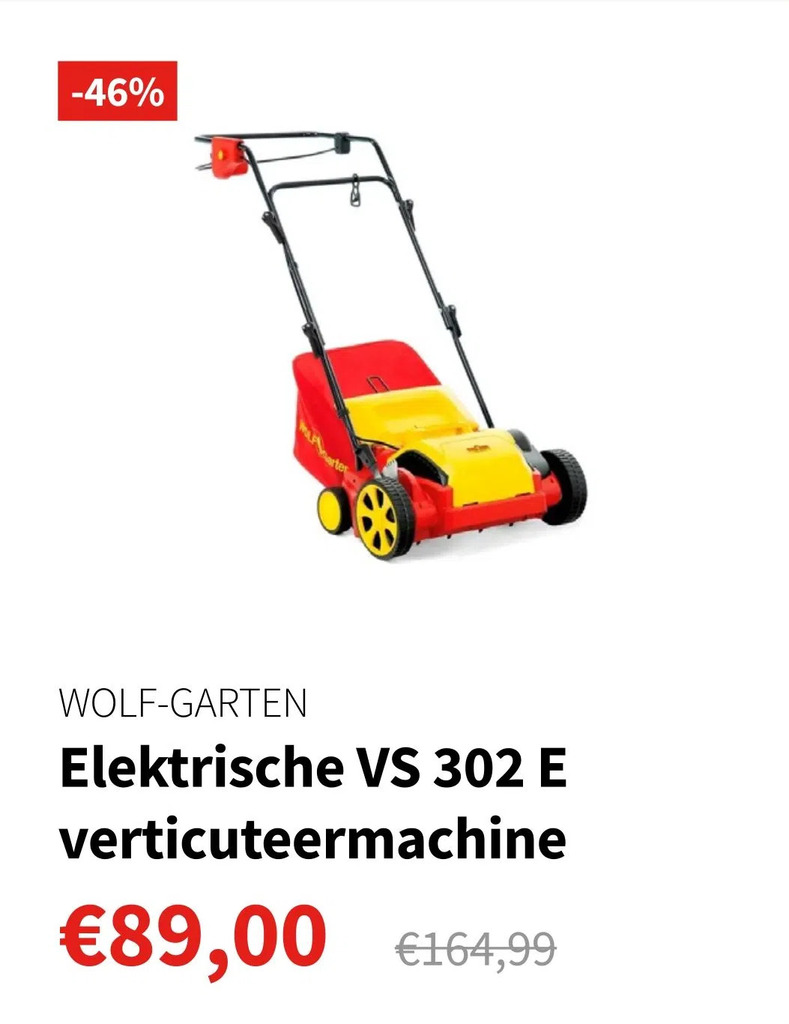 Wolf-garten elektrische vs 302 e verticuteermachine aanbieding bij Nijhof