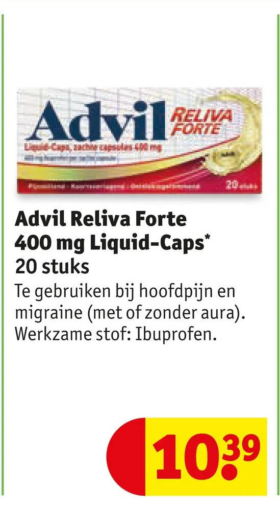 Advil reliva forte 400 mg liquid-caps aanbieding bij Kruidvat
