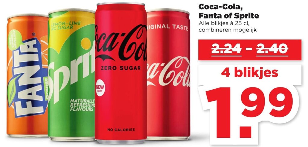 Coca-Cola Fanta of Sprite 25cl aanbieding bij PLUS