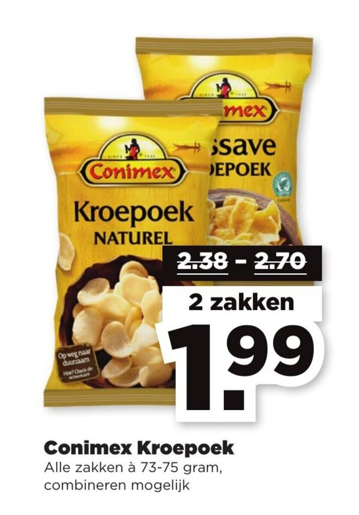 Conimex kroepoek 73-75 gram aanbieding bij PLUS
