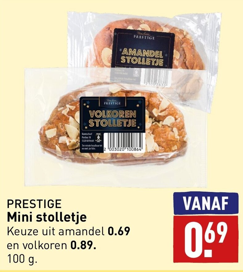 Prestige mini stolletje 100g aanbieding bij ALDI