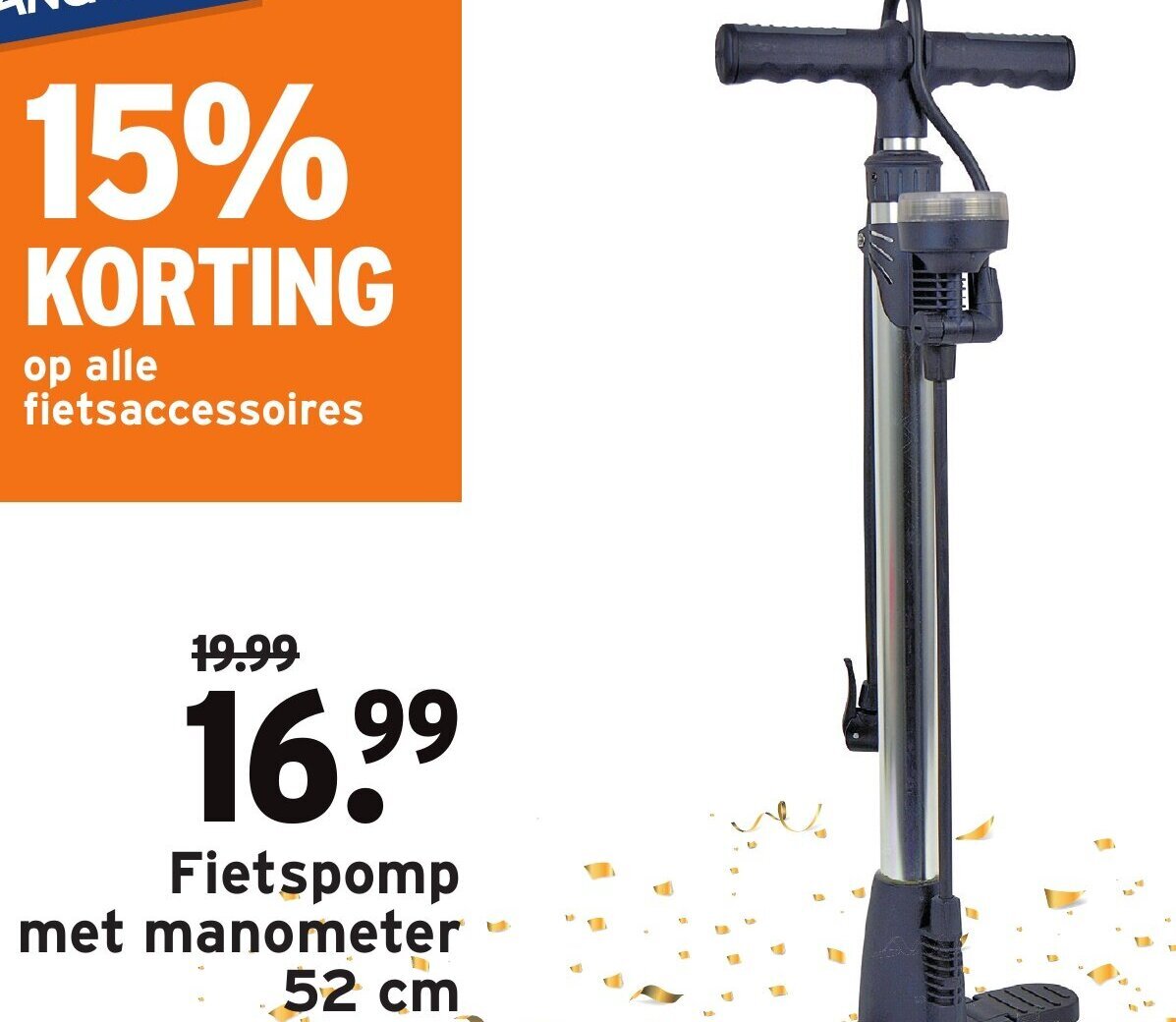 Fietspomp met manometer 52cm aanbieding bij GAMMA