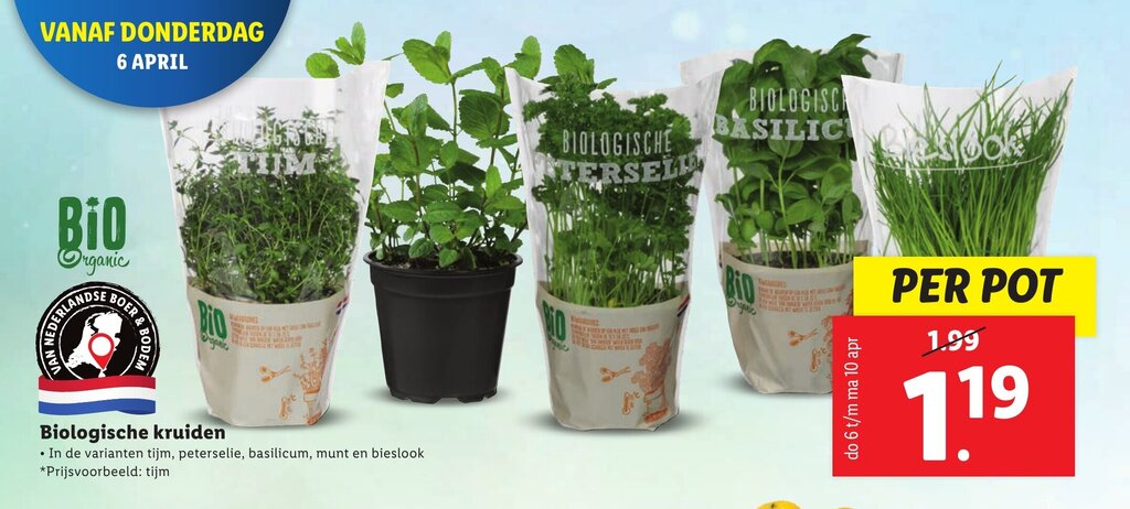 Biologische kruiden aanbieding bij Lidl