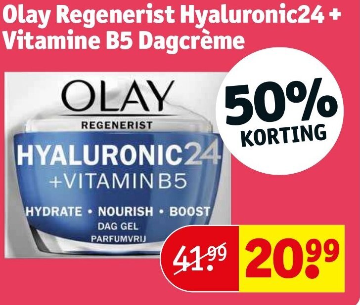 Olay regenerist hyaluronic24 + vitamine B5 dagcreme aanbieding bij Kruidvat