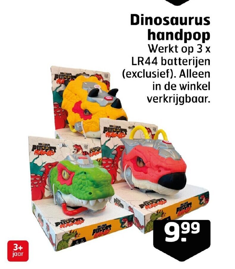 Dinosaurus handpop aanbieding bij Trekpleister