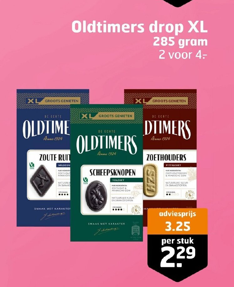Oldtimers drop XL 285 gram aanbieding bij Trekpleister