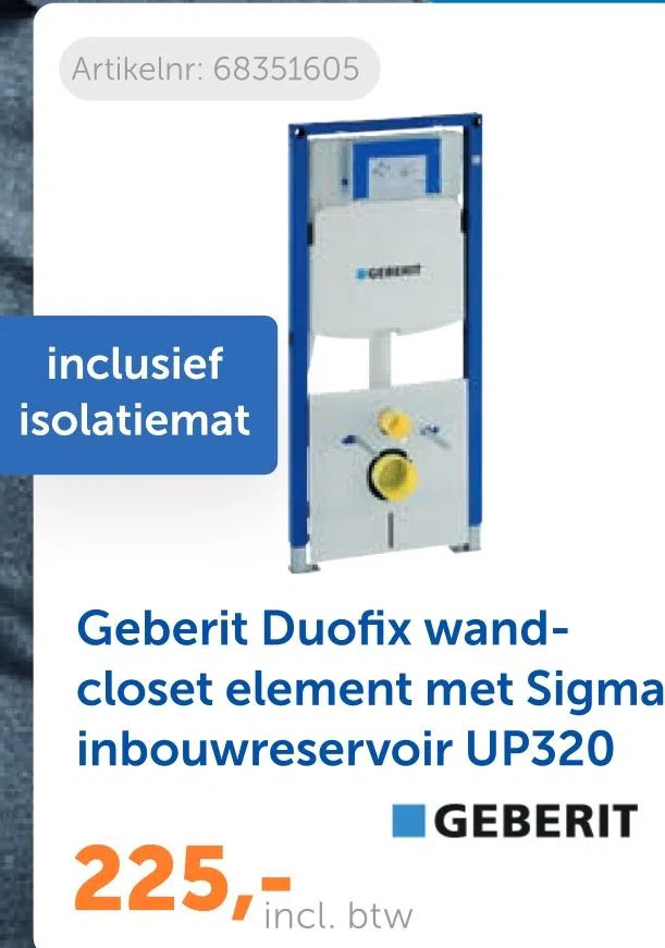 Geberit duofix wand- closet element met sigma inbouwreservoir up320 ...