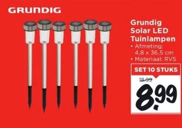 Grundig solar led tuinlampen aanbieding bij Vomar Voordeelmarkt