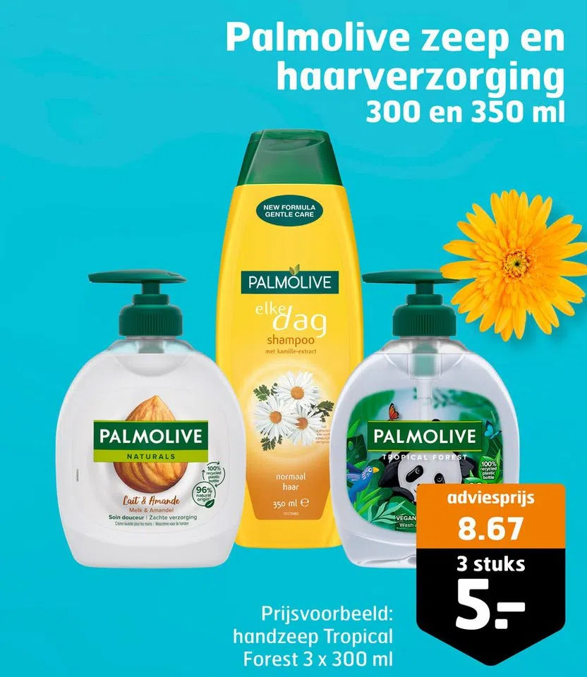 Palmolive zeep en haarverzorging aanbieding bij Trekpleister