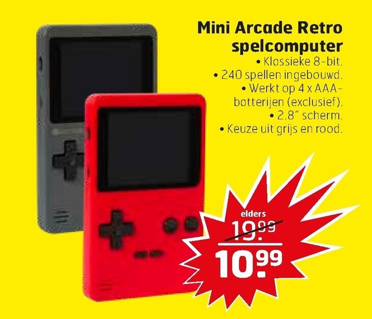 Mini arcade retro spelcomputer aanbieding bij Trekpleister
