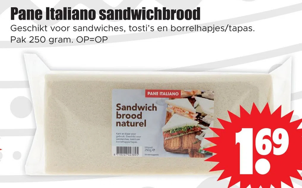 Pane italiano sandwichbrood aanbieding bij Dirk