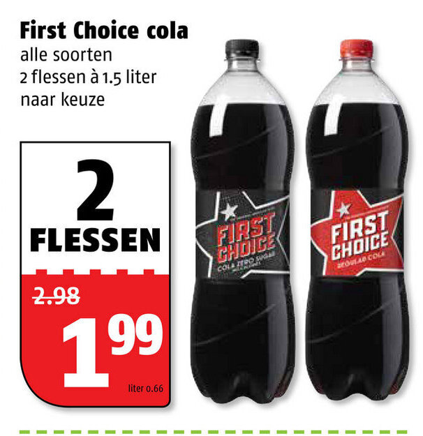 First Choice Cola 2*1.5L aanbieding bij Poiesz