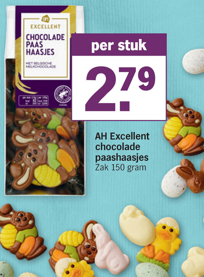 AH Excellent chocolade paashaasjes 150g aanbieding bij Albert Heijn
