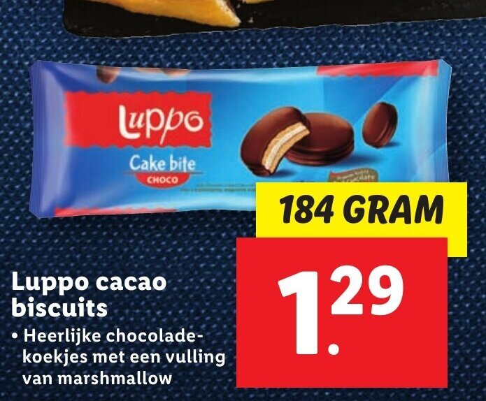 Luppo cacao biscuits 184 gram aanbieding bij Lidl