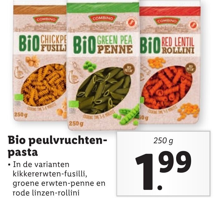 Combino bio peulvruchten pasta 250G aanbieding bij Lidl