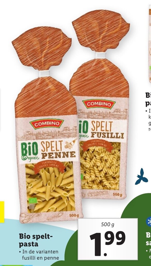 Combino bio spelt pasta 500G aanbieding bij Lidl
