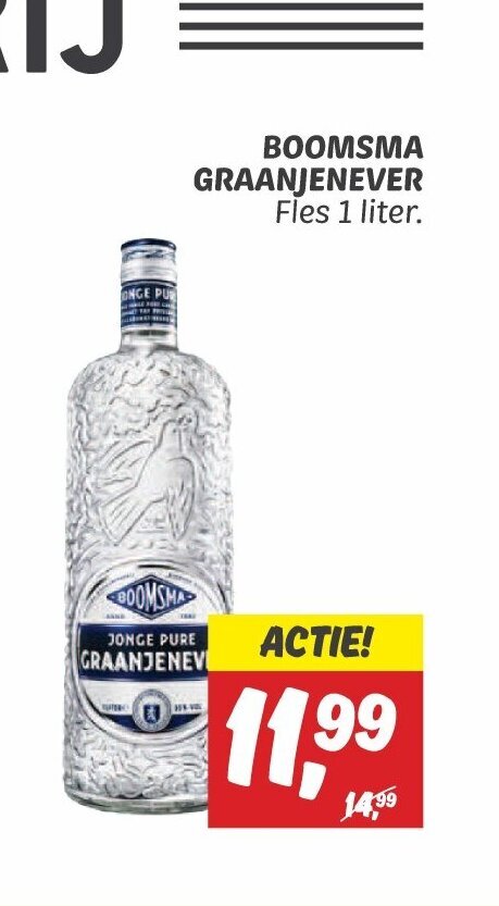 Boomsma Graanjenever fles 1 liter aanbieding bij Dekamarkt