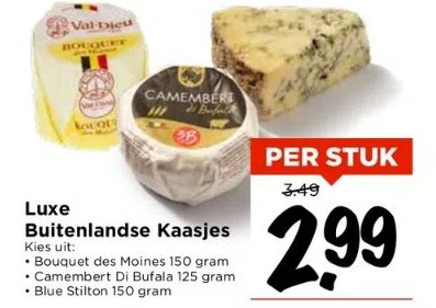 Luxe buitenlandse kaasjes aanbieding bij Vomar Voordeelmarkt
