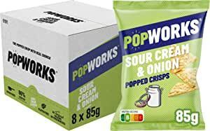 Popworks sour cream & onion chips, doos 8 stuks x 85 g aanbieding bij ...