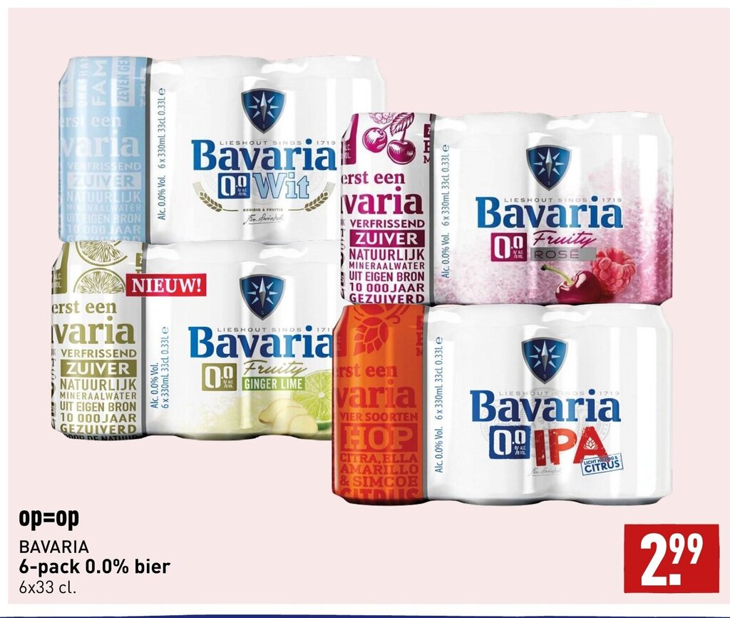 Bavaria 6-pack 0.0% bier 6x33CL aanbieding bij ALDI
