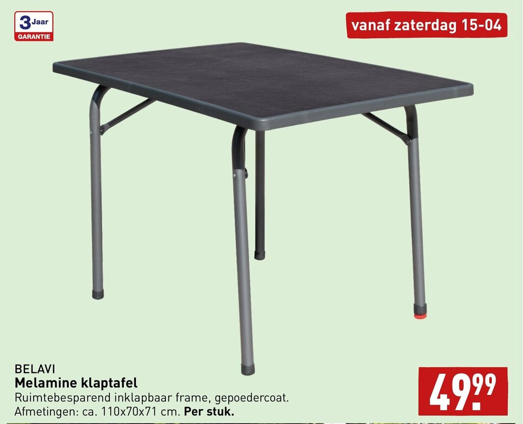 Belavi melamine klaptafel 110x70x71CM aanbieding bij ALDI