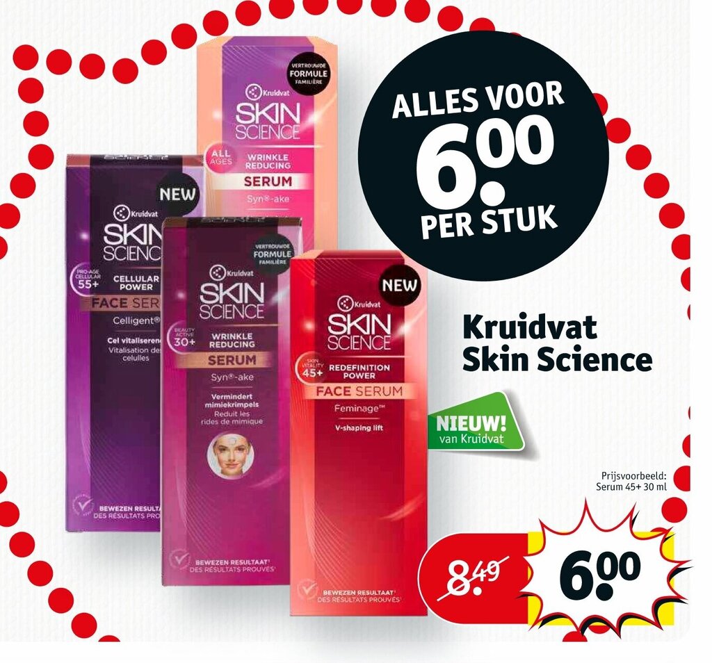 Skin science serum 45+ 30ml aanbieding bij Kruidvat
