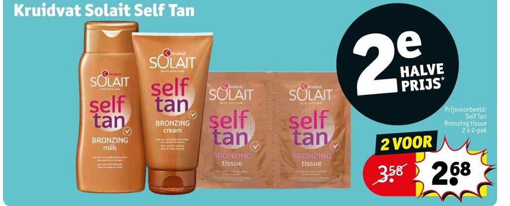 Solait self tan bronzing tissue 2 x 2-pak aanbieding bij Kruidvat