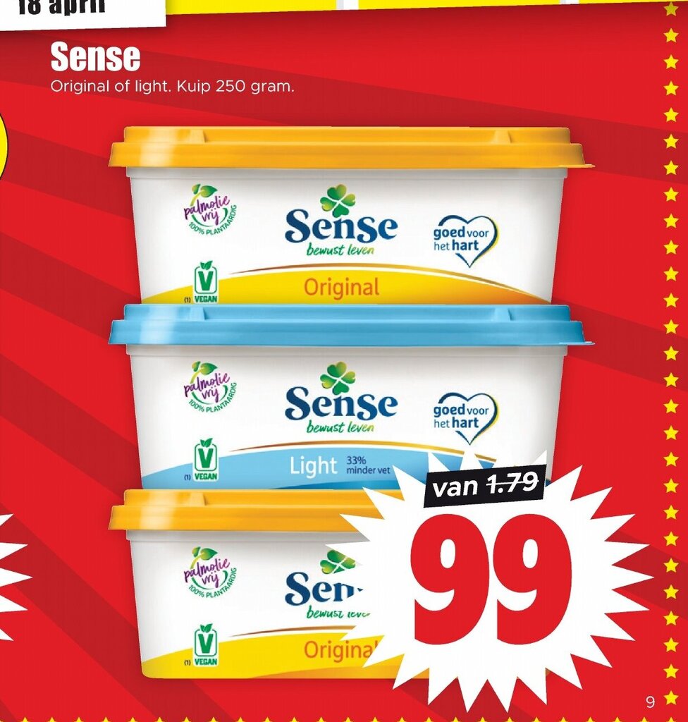 Sense Original of light 250 gram aanbieding bij Dirk