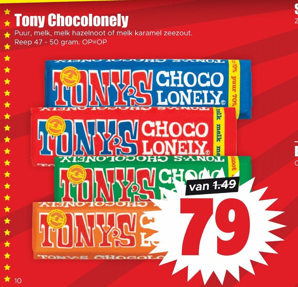 Tony Chocolonely 47 - 50 gram aanbieding bij Dirk
