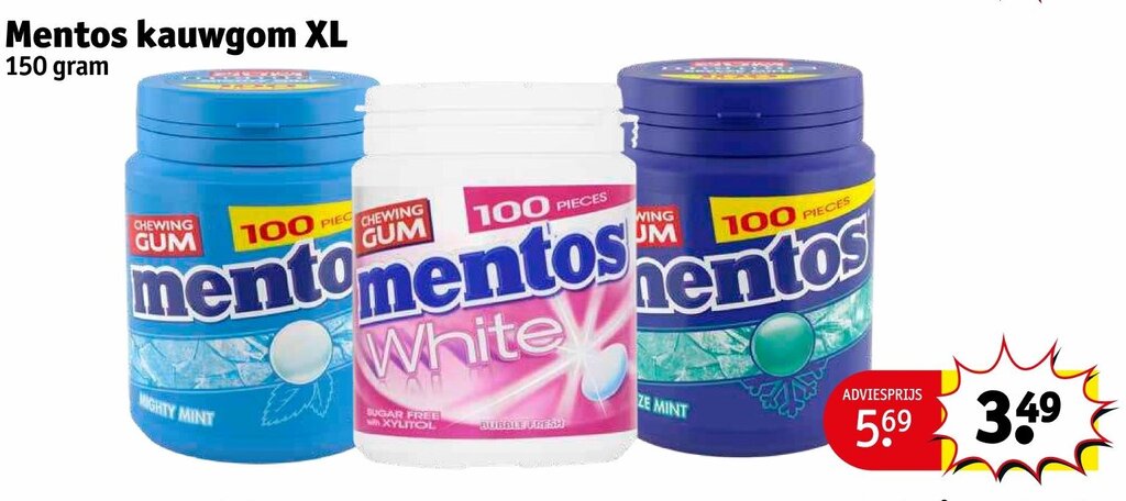Menthos Kauwgom XL 150gram aanbieding bij Kruidvat