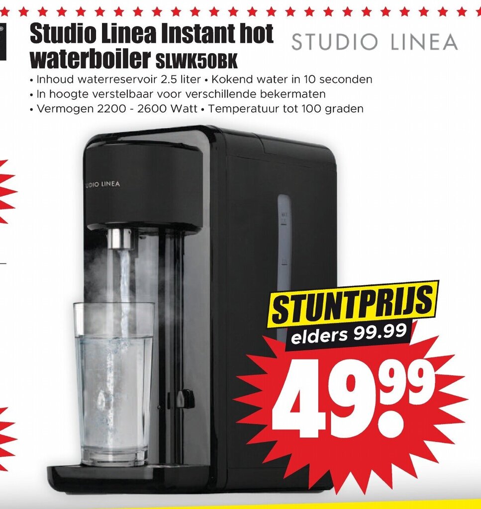 Studio Linea Instant hot waterboiler SLWK50BK aanbieding bij Dirk