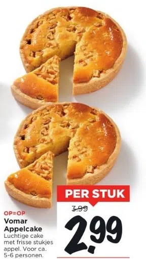 Op=op vomar appelcake luchtige cake met frisse stukjes appel. voor ca ...