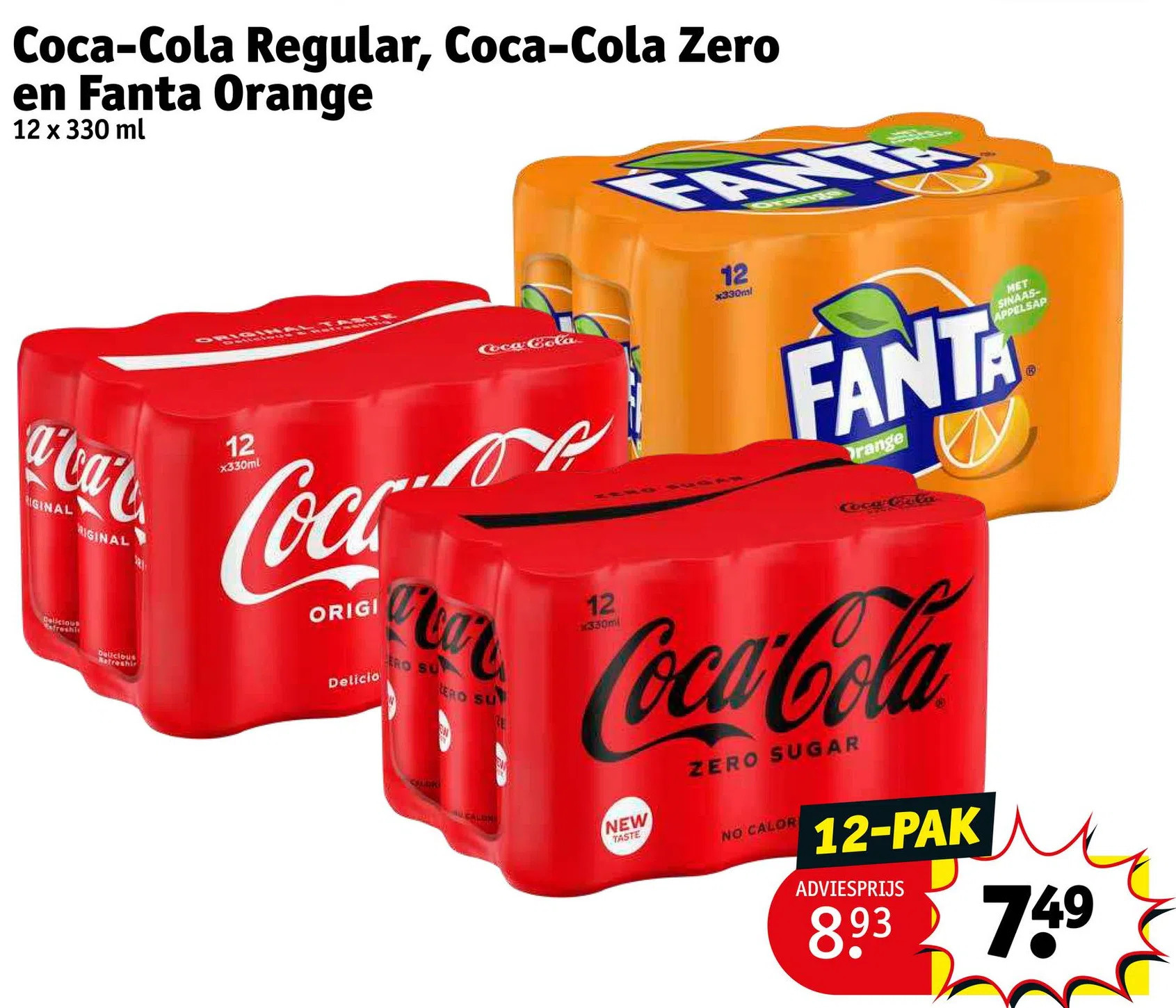 Coca-cola regular, coca-cola zero en fanta orange aanbieding bij Kruidvat