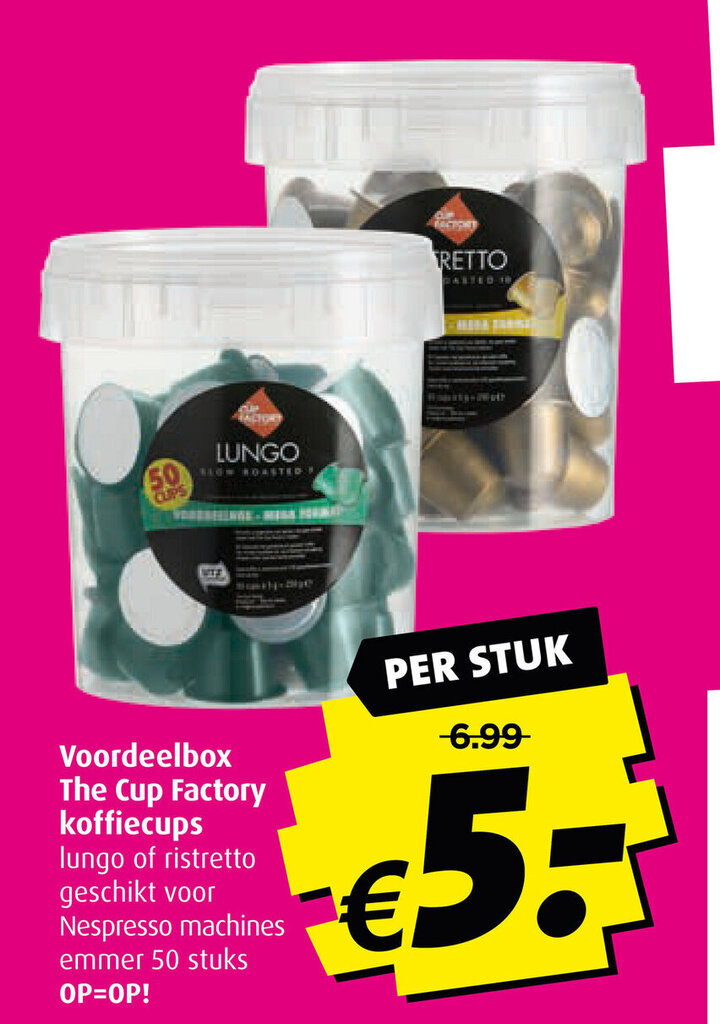 Voordeelbox The Cup Factory koffiecups aanbieding bij Boni