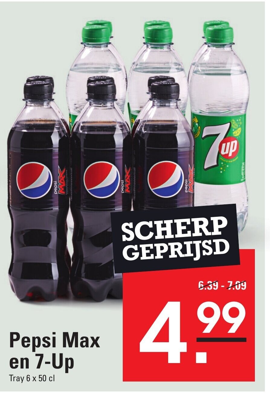 Pepsi max en 7-Up tray 6 x 50cl aanbieding bij Sligro