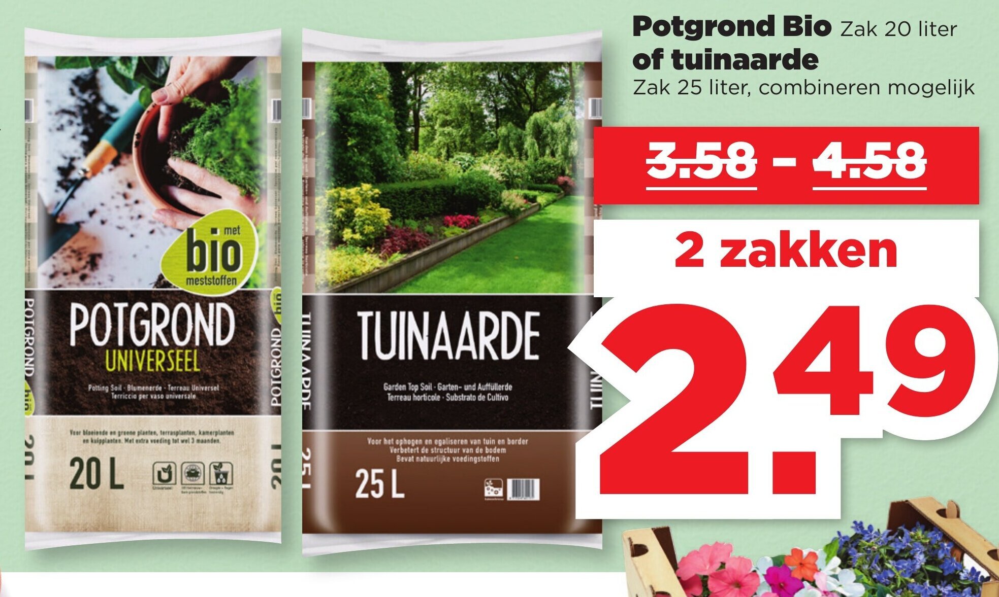 Potgrond Bio 20L of Tuinaarde 25L aanbieding bij PLUS