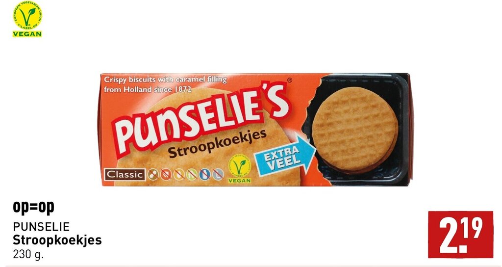 Punselie stroopkoekjes 230g aanbieding bij ALDI