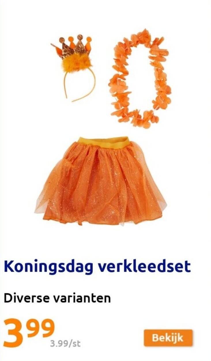 Koningsdag verkleedset aanbieding bij Action