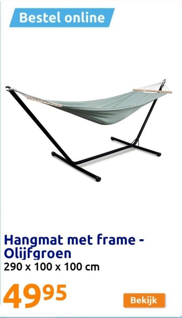 Hangmat met frame - olijfgroen 290 x 100 x 100cm aanbieding bij Action