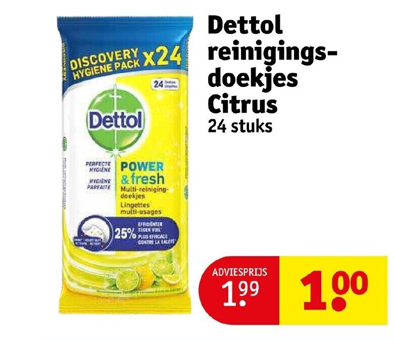 Dettol reinigins-doekjes Citrus 24 stuks aanbieding bij Kruidvat