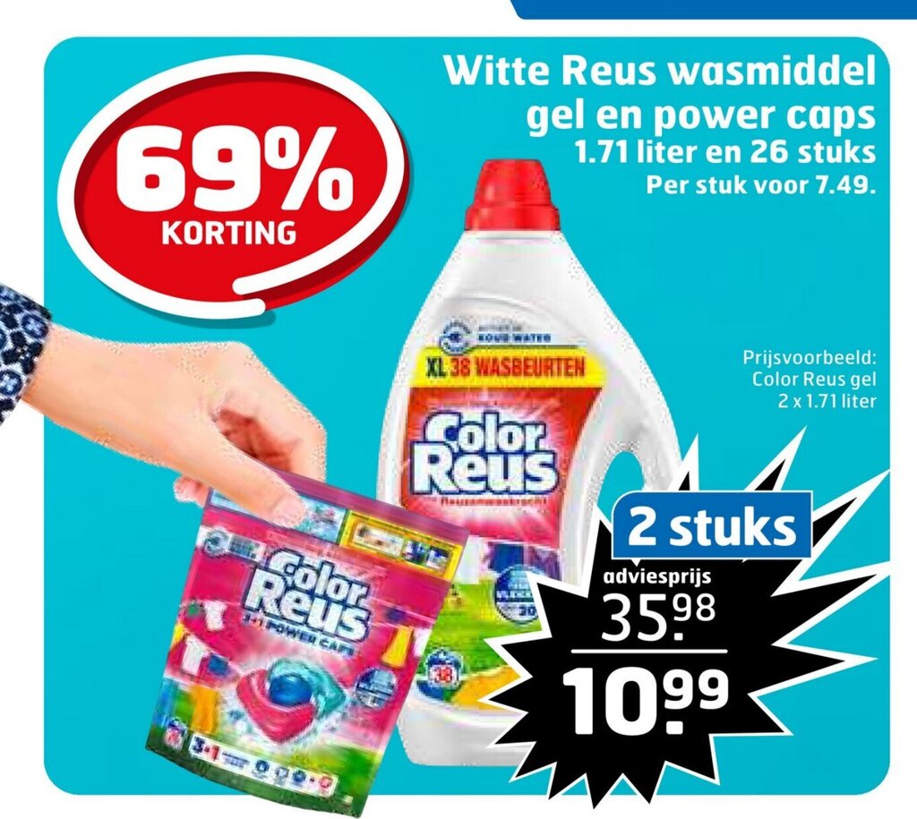 Witte Reus wasmiddel gel en power caps 1.71 liter aanbieding bij ...