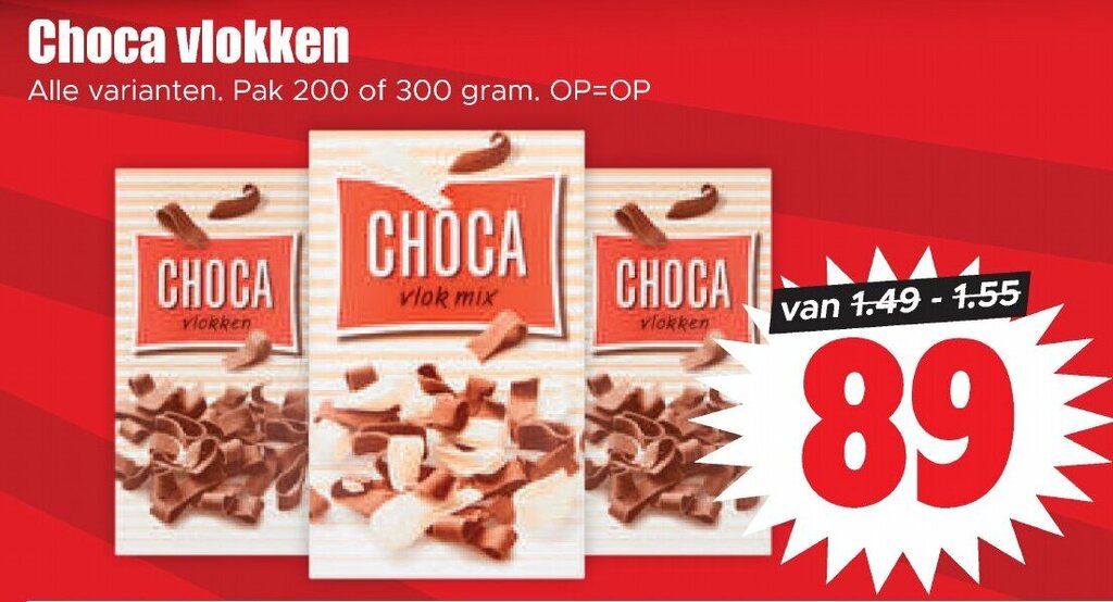 Choco vlokken 200g aanbieding bij Dirk