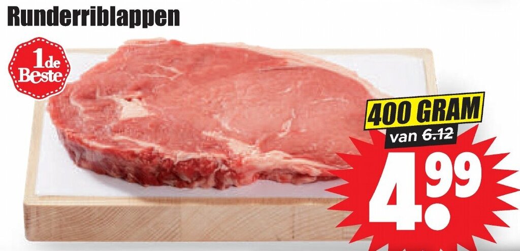Runderriblappen 400g aanbieding bij Dirk