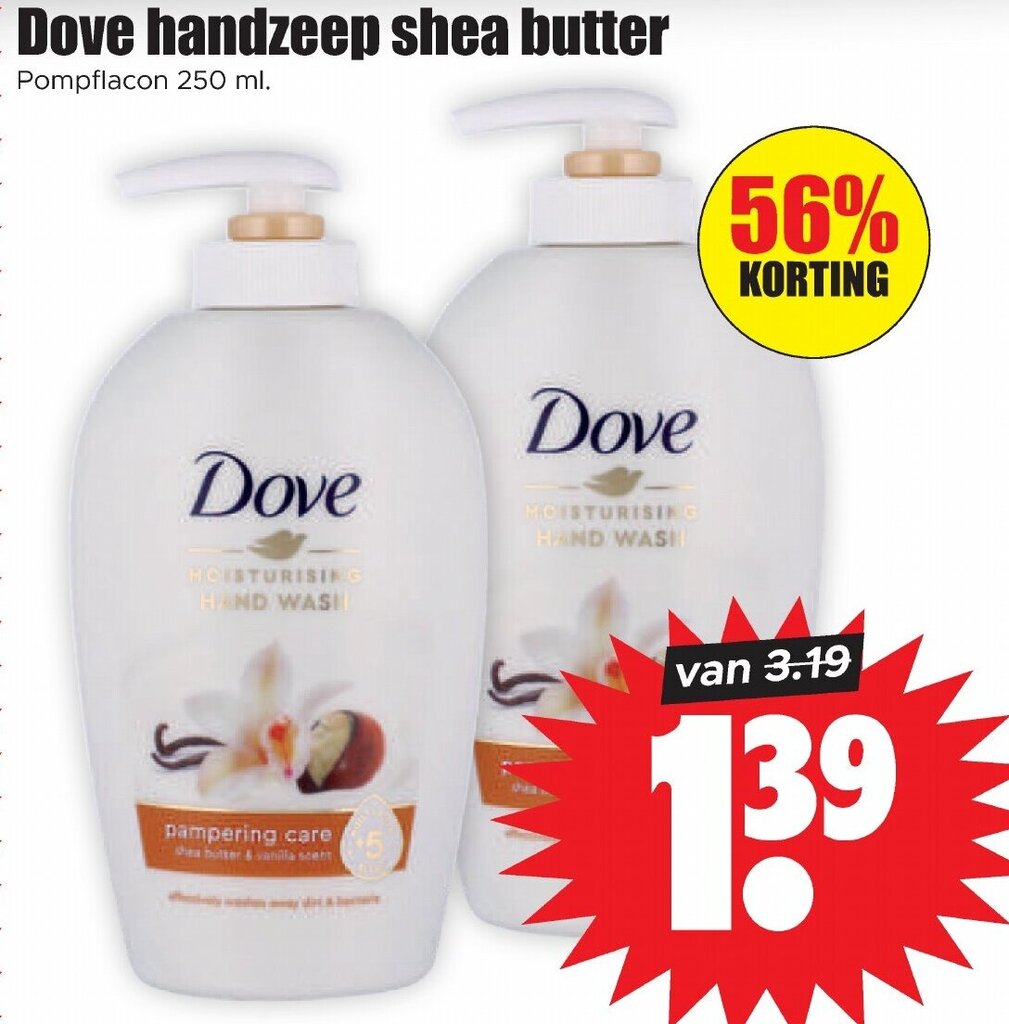 Dove handzeep shea butter 250ml aanbieding bij Dirk