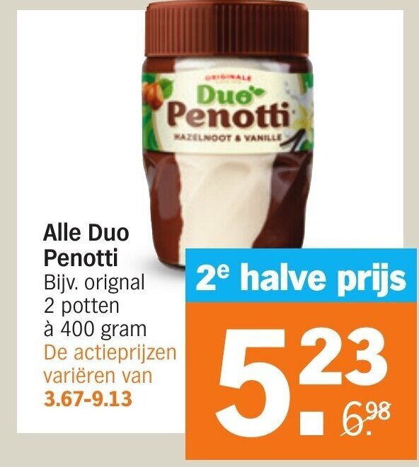 Alle duo penotti 400g aanbieding bij Albert Heijn