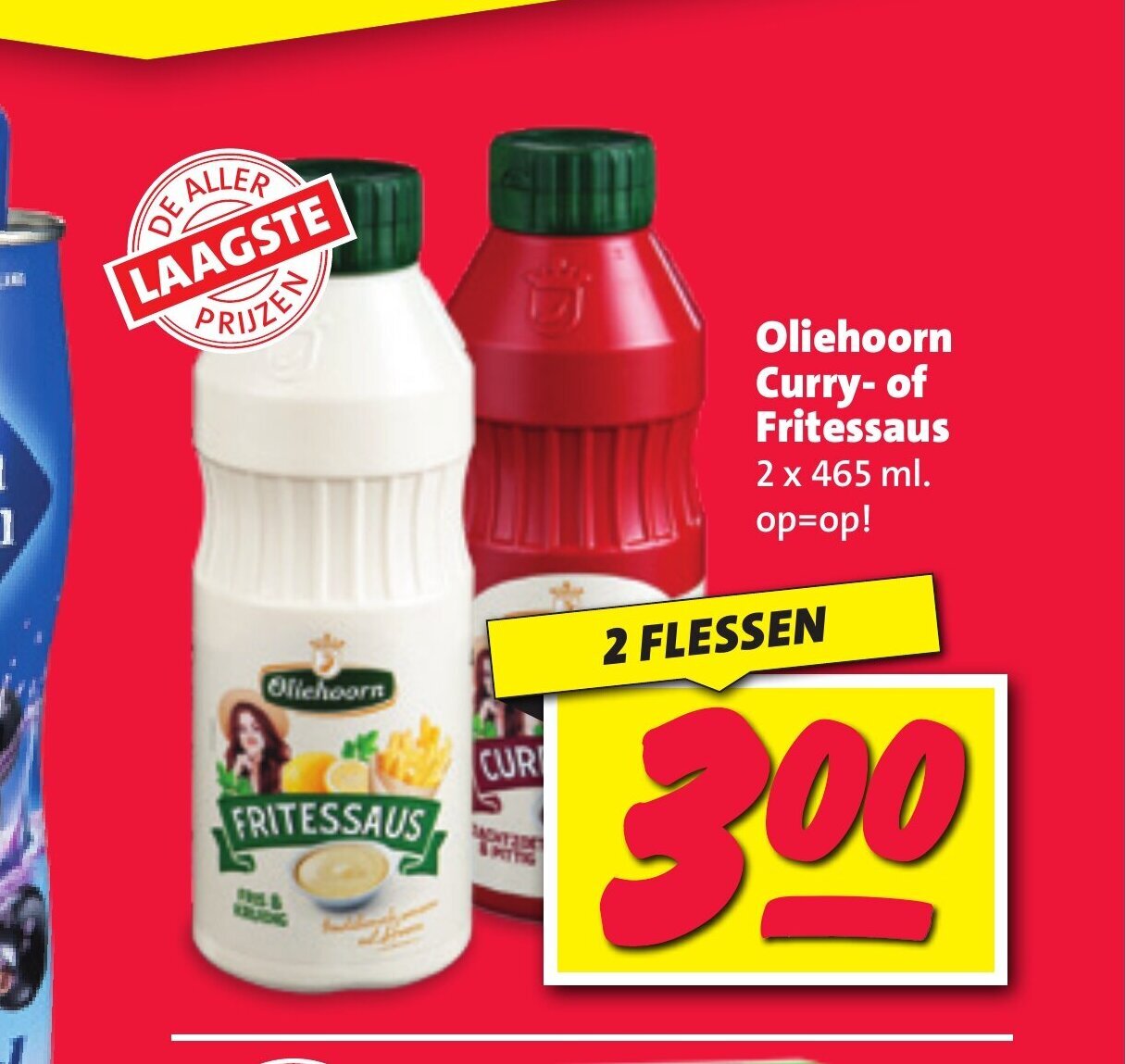 Oliehoorn Curry- of Fritessaus 2 x 465 ml aanbieding bij Nettorama
