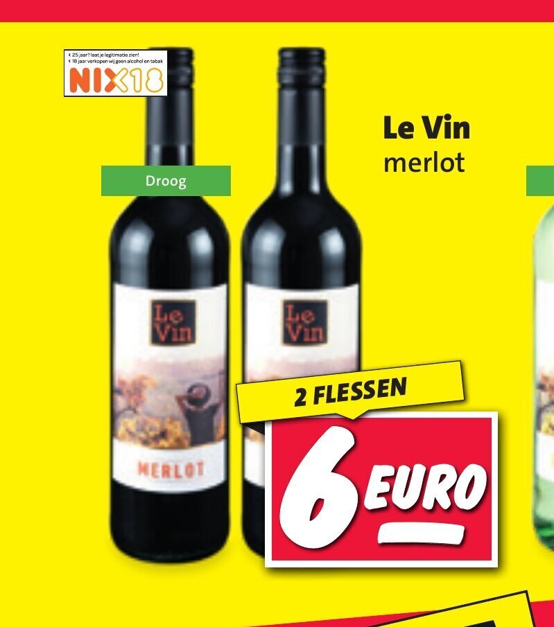Le Vin merlot 2 flessen aanbieding bij Nettorama