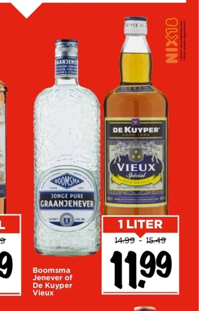 Boomsma Jenever of De Kuyper Vieux 1 liter aanbieding bij Vomar ...