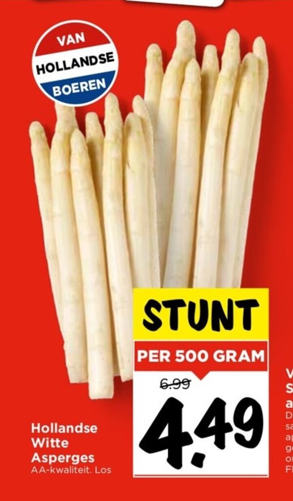 Hollandse Witte Asperges 500 gram aanbieding bij Vomar Voordeelmarkt